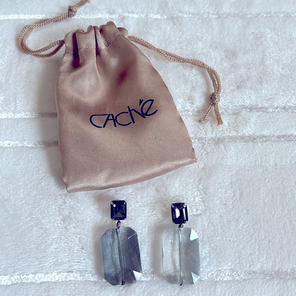 Cache | Jewelry | Cache Large 12 Two Tone Quartz Silver Stud Drop ...